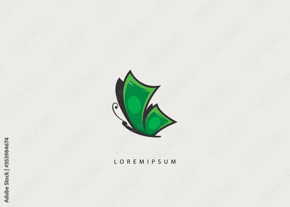 Butterfly Money Logo, Money Fly logo Vector - Butterfly Elegant Mascot ...