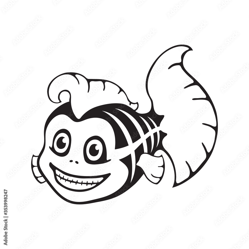 Cute fish skeleton. Halloween template for print, pattern. Stock Vector ...
