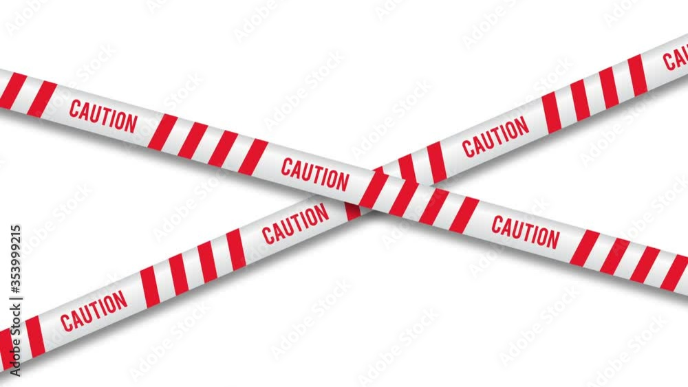 Caution tape danger red and white warnings line. Motion background. Video available in 4K FullHD ...
