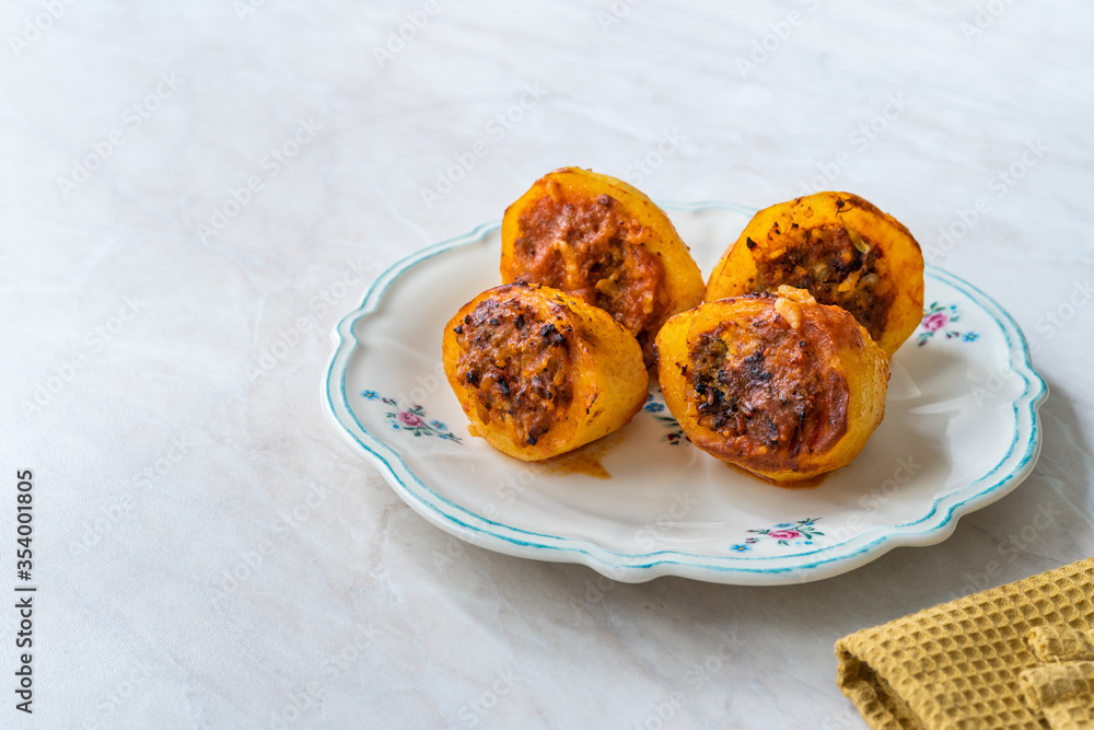 Turkish Food Dolma with Potatoes Filled with Minced Meat / Patates ...