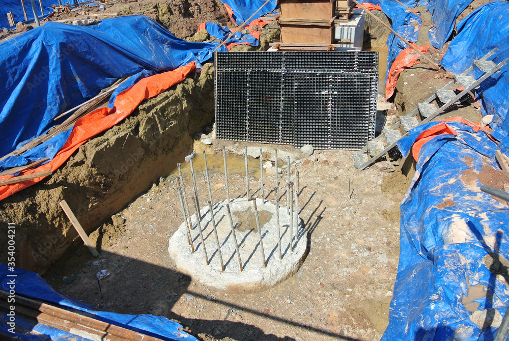 JOHOR, MALAYSIA -MARCH 28, 2016: Excavated and cut to level bore pile ...