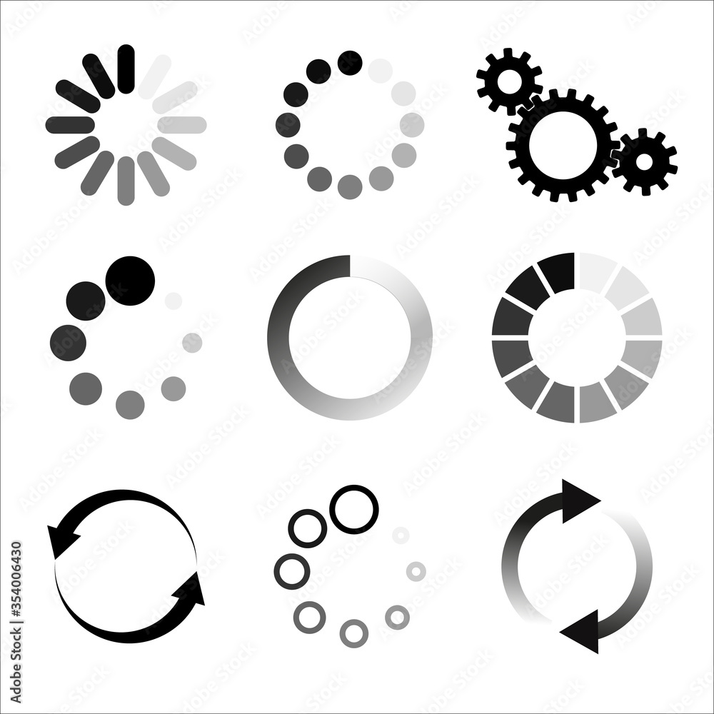 Loading process bar vector isolated elements on white backgroud. Vector ...