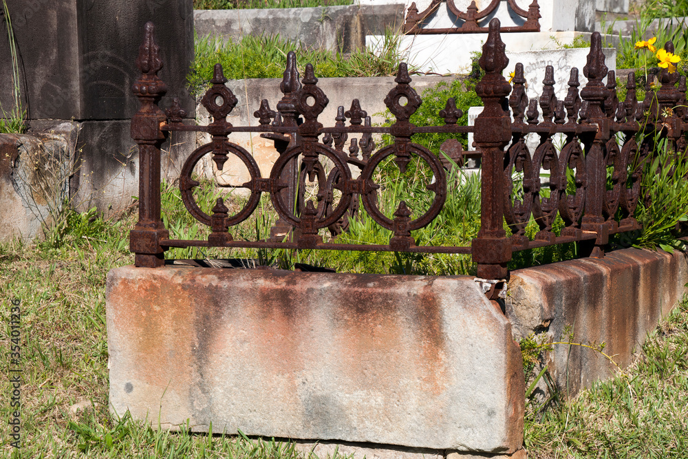 Sydney Australia, simple grave with wrought iron trim in the heritage ...