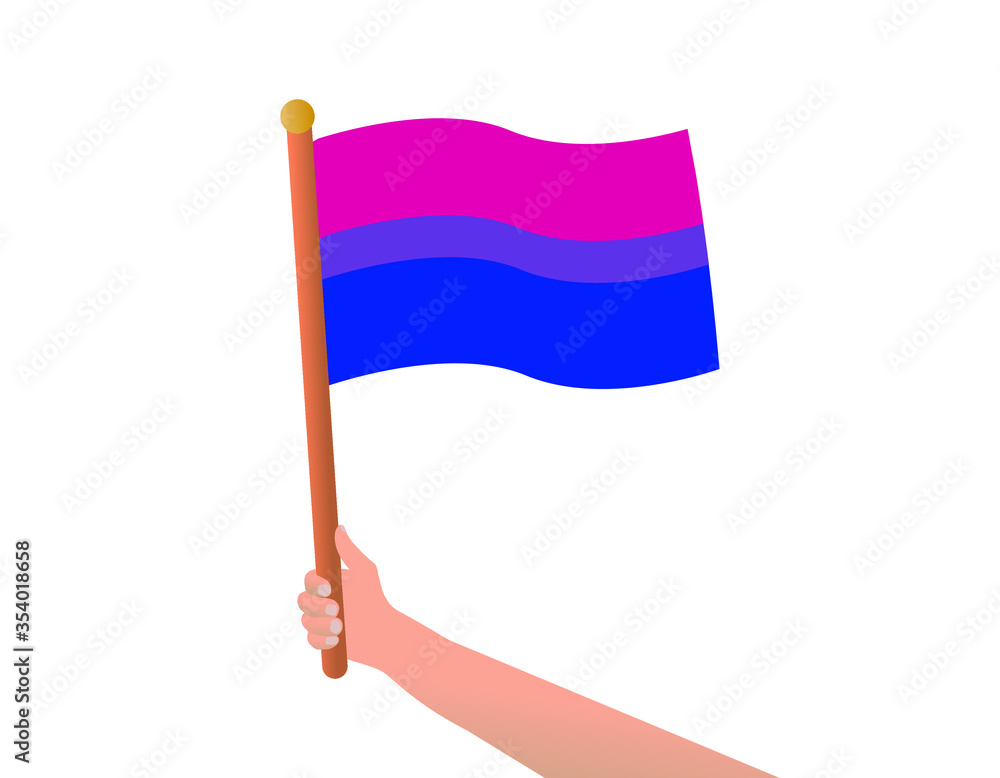 Bisexual flag in hand. The arm holding flag symbolizes the bisexual ...