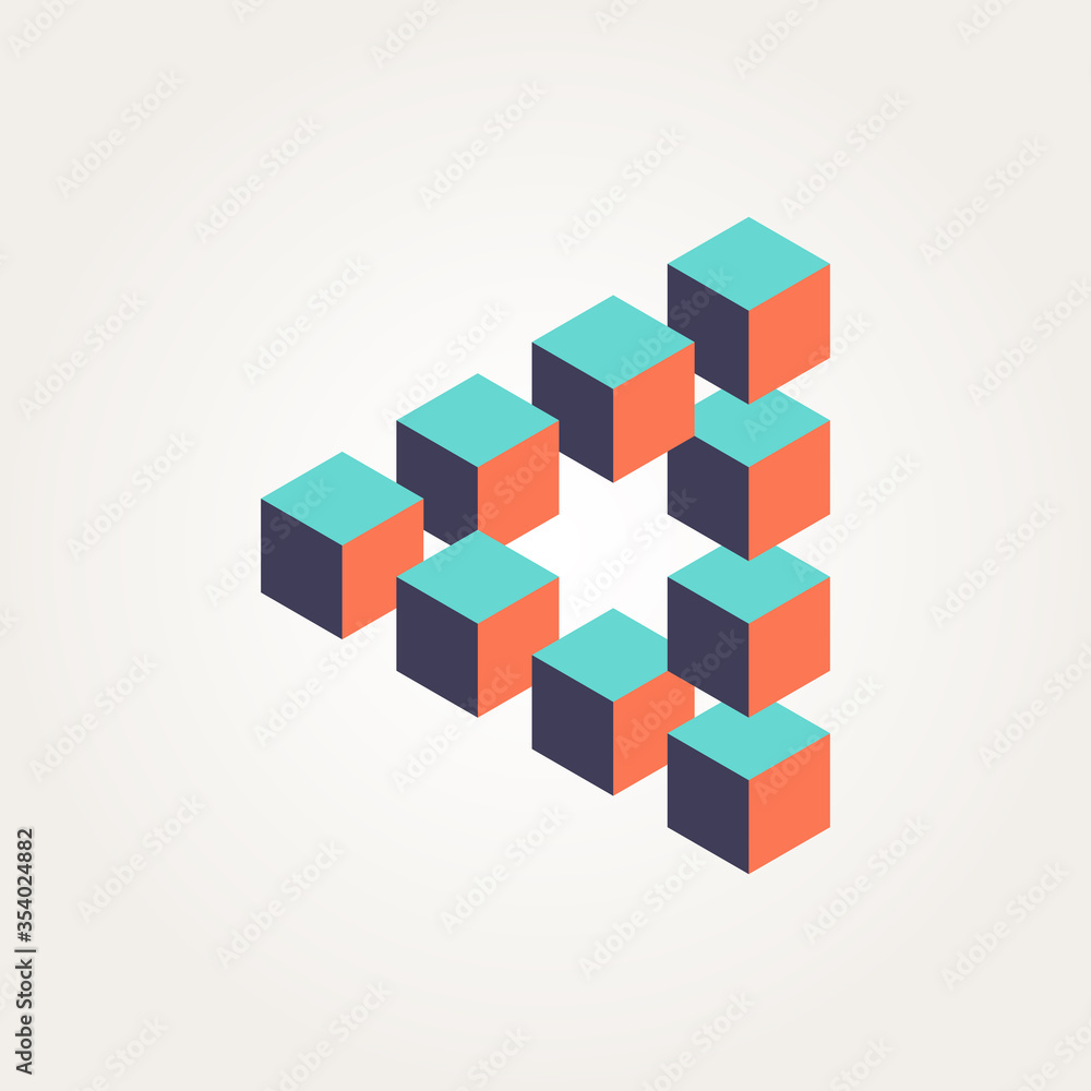 3D cubes in the Penrose triangle. Stock Vector | Adobe Stock