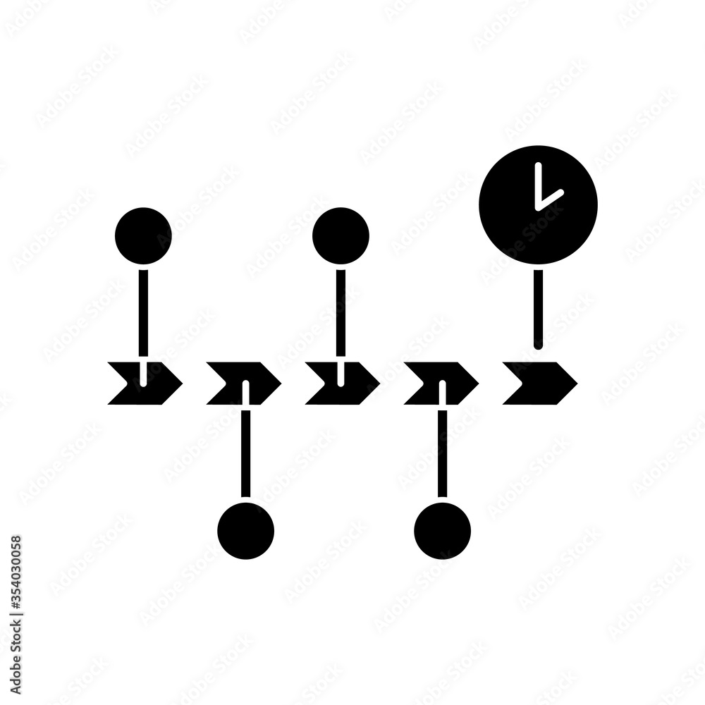 Chronology black glyph icon. Scientific field of study, history ...
