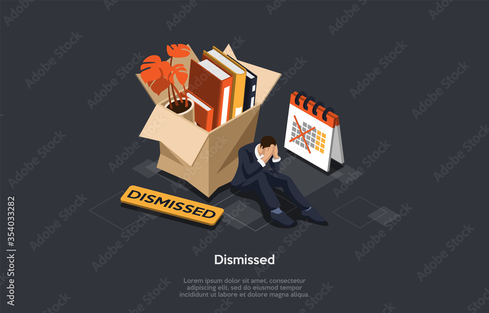 World Financial Crisis Concept. Desperate Employee Lost A Job. Sad ...