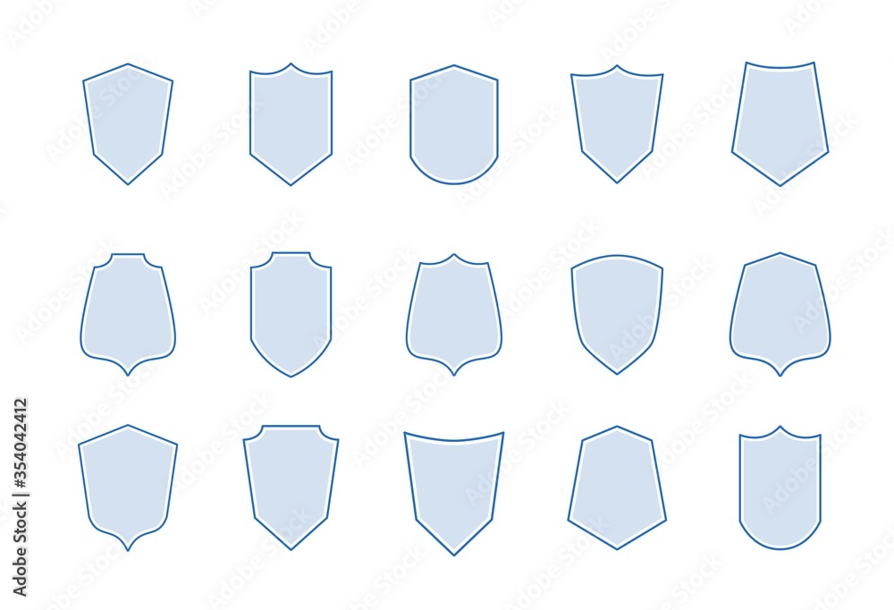 Shield line military or medieval badges. Blank emblems template for ...