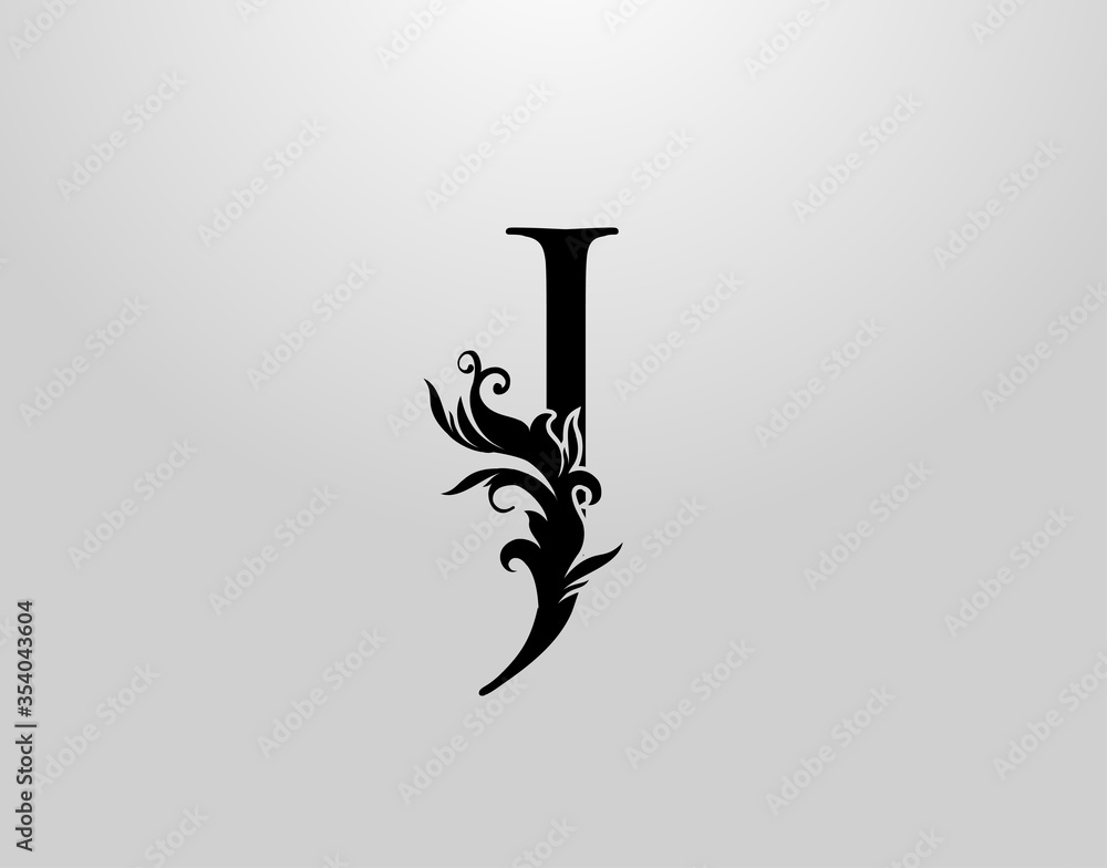 Letter J Swirl Logo. Classic J Letter Design Vector with Black Color ...
