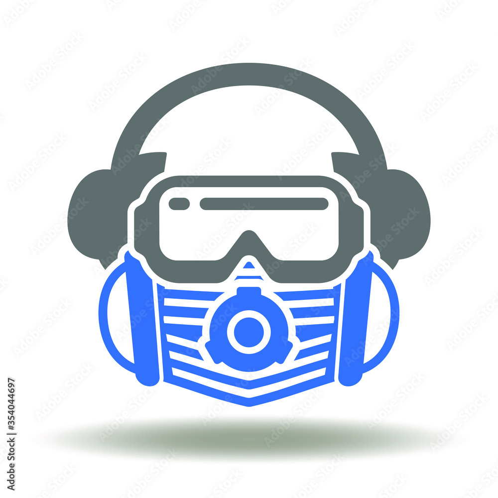 Vecteur Stock Safety Work Tools Logo. Earphones Goggles Respirator FFP3 ...