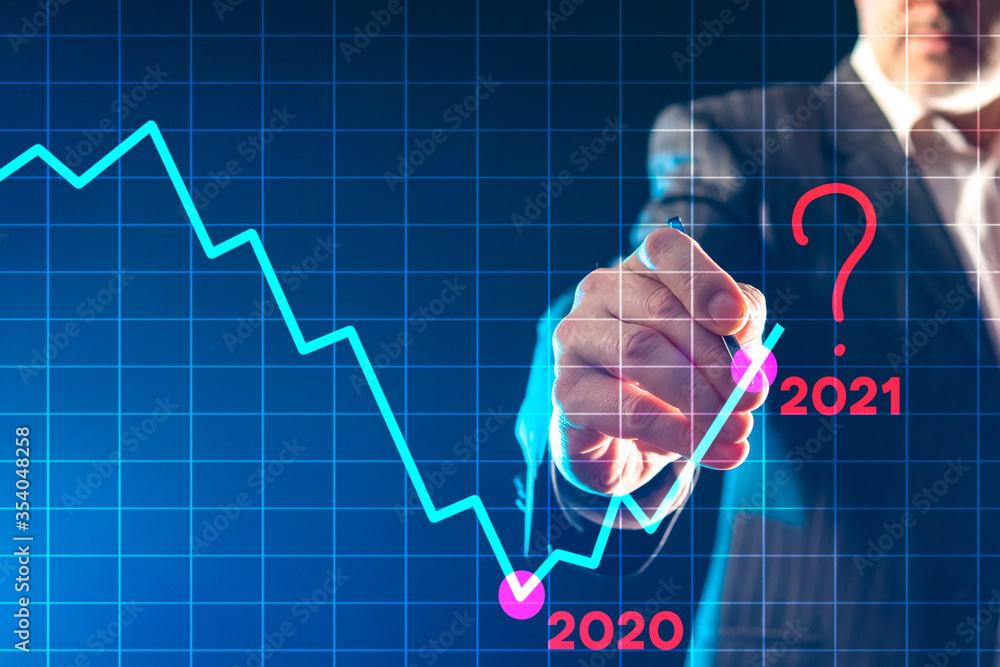 Graph symbolizes the unknown. Question is next to number 2021. Man ...