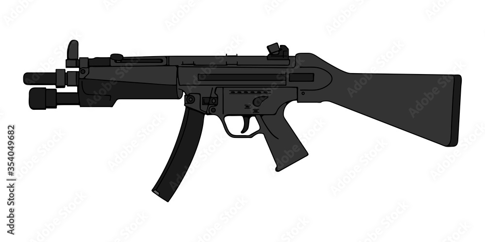 MP5- German Submachine Gun. Vector illustration Stock Vector | Adobe Stock