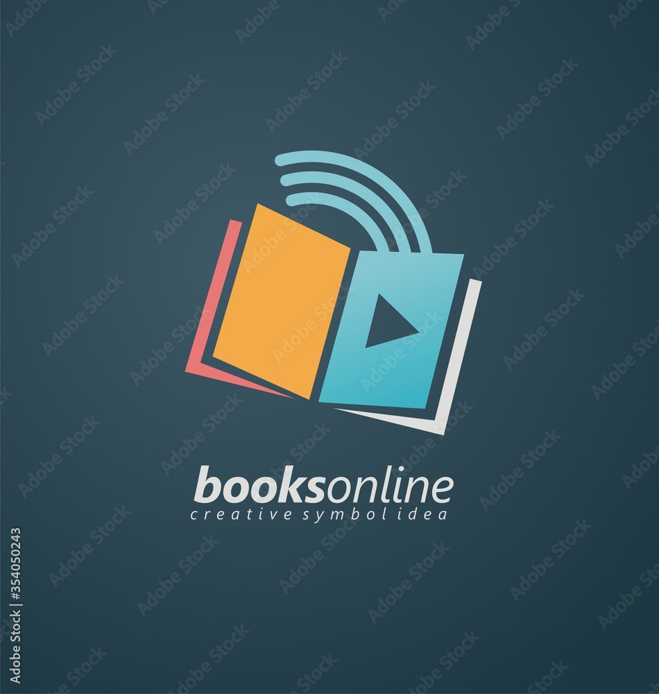 Books online creative symbol idea. Logo design template for book store ...