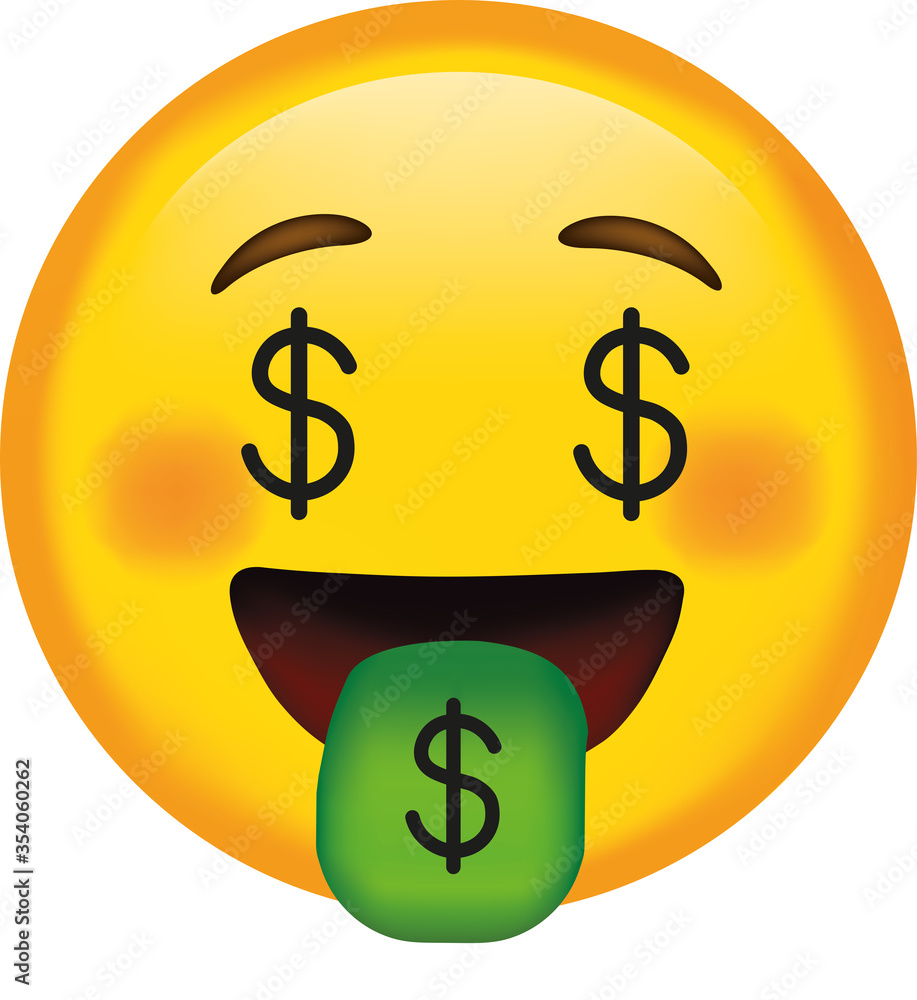 Vector emoji. Smiling dollar eye face. Smiling face. Smile vector emoji ...