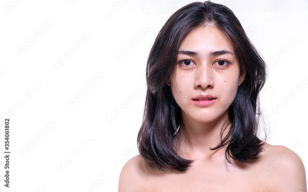 Beautiful young woman without make up on her face no retouch, fresh ...