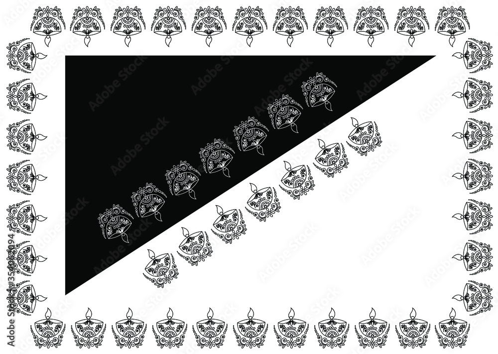 Rectangle border frame design concept of Oil Lamps pattern isolated on ...