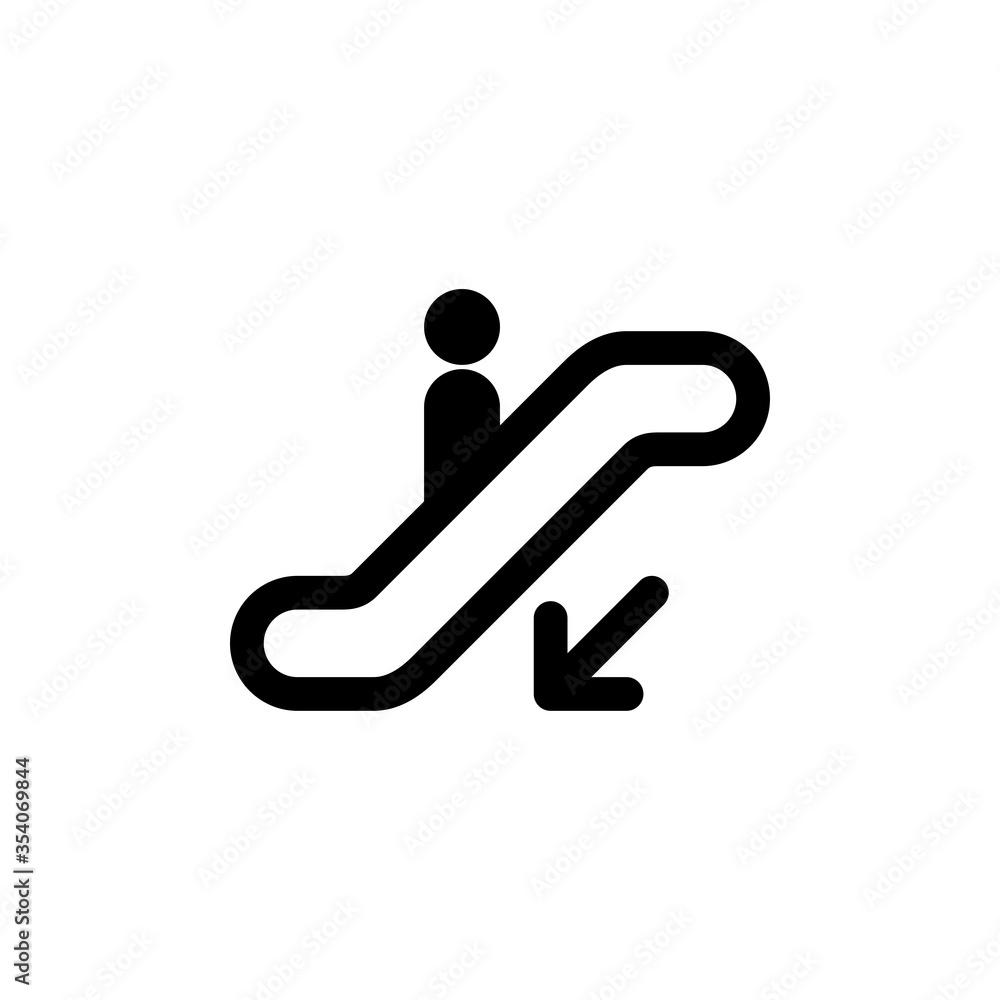 Symbol sign. Escalator down pictogram. Escalator down sign Stock ...