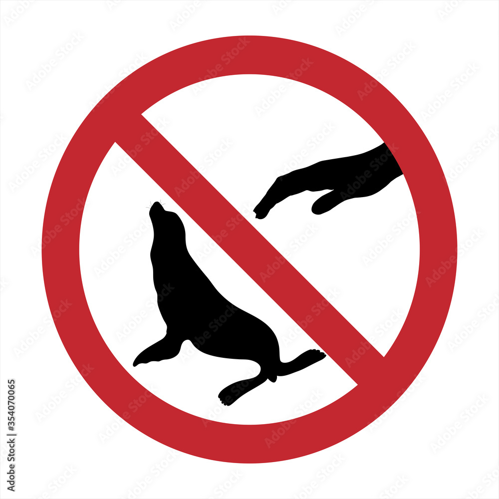 Vector silhouette of do not touch sea lion mark on white background ...