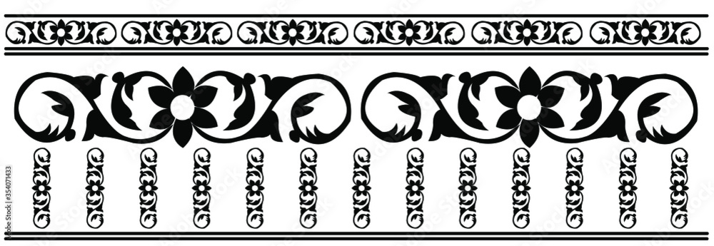 Saree border design concept of vector line art isolated on white ...