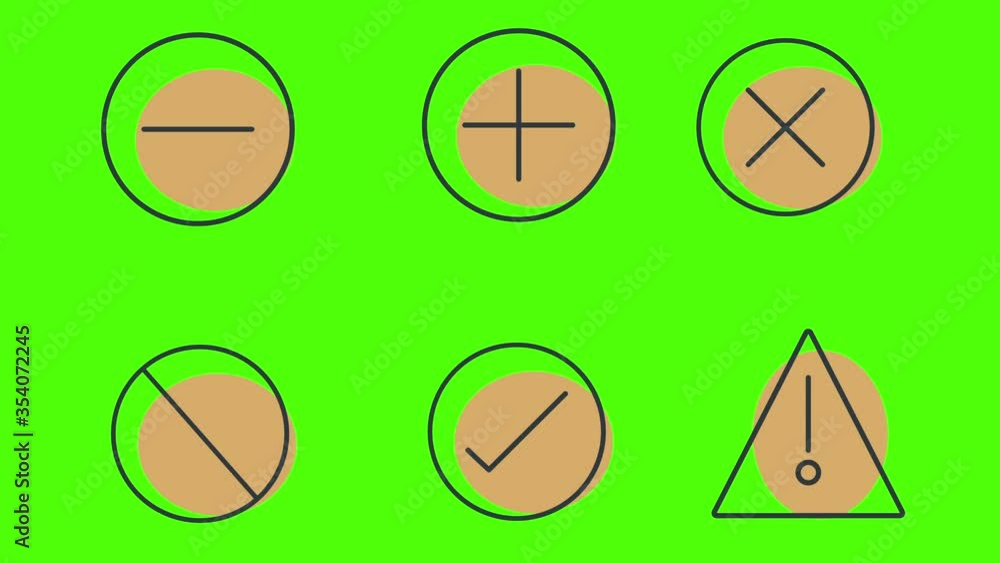 Flat lines animated spotlight icons elements on green screen chroma key ...