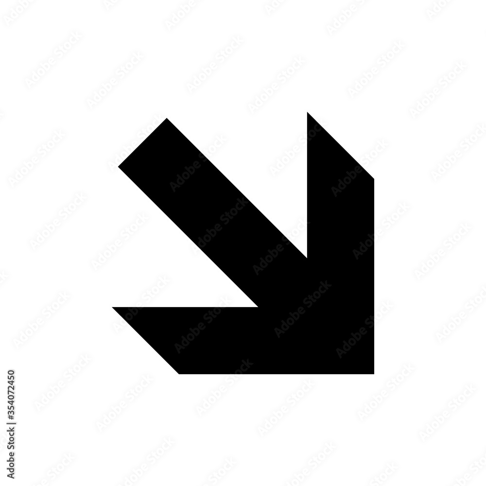 Symbol sign. Right and down arrow pictogram. Right and down arrow sign ...