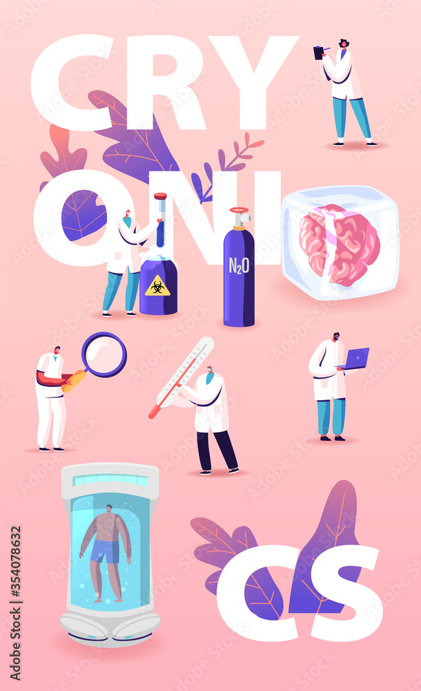 Modern Cryonics Technology Concept. Scientist Characters Develop ...