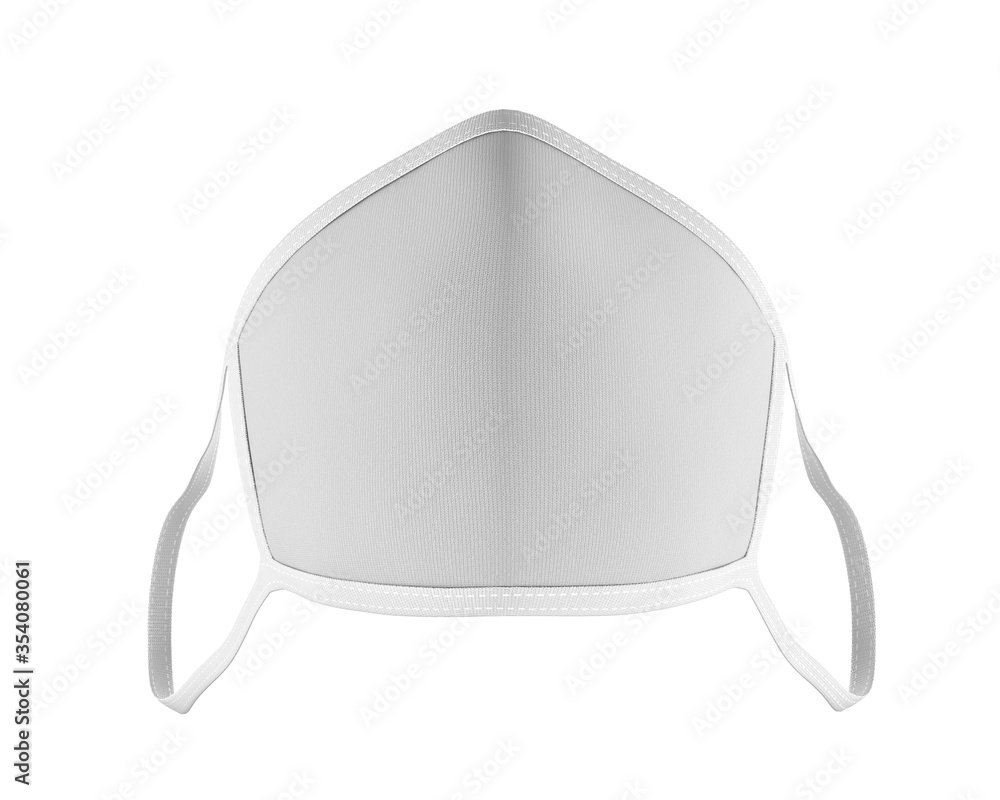 White Face Mask Mockup bottom front view, Blank dust mask 3d rendering ...