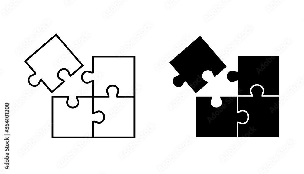 Puzzles vector icon on white background. Puzzle symbol. Solid and ...