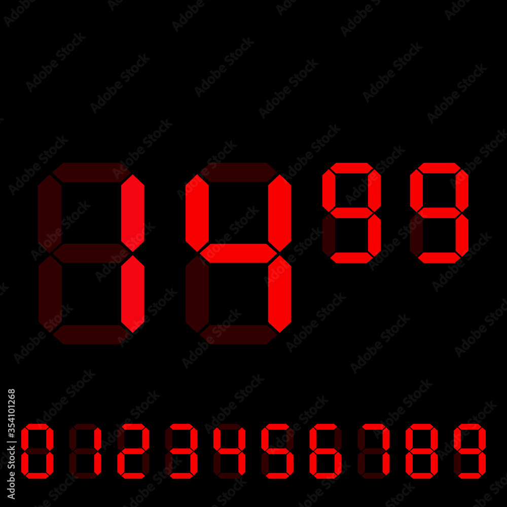 Digital numbers for prices on store. Electronic figures for recording ...