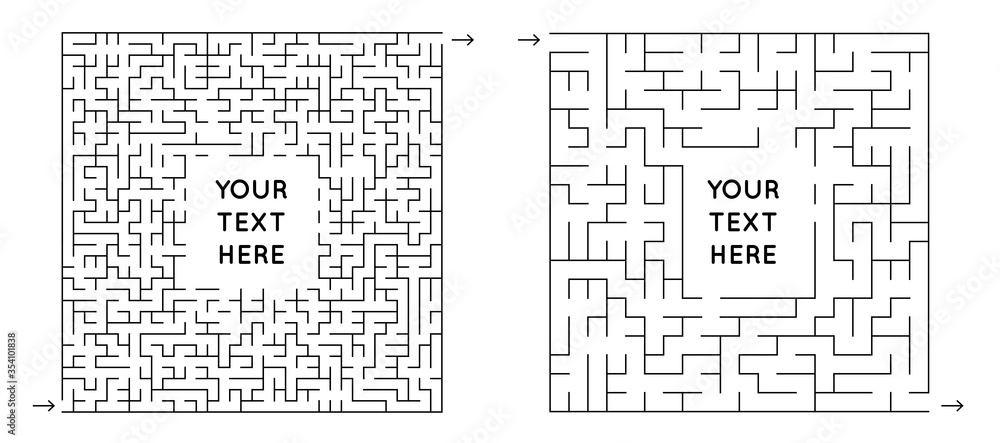 Vector Maze on White Background. Text Box Template. Pattern for ...