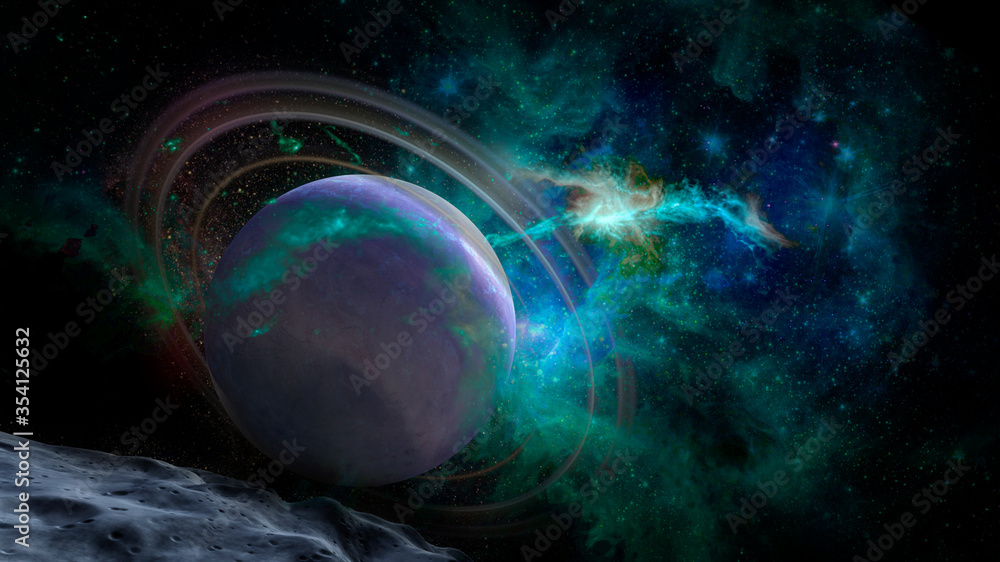 Scene with planets, stars and galaxies in outer space showing the ...