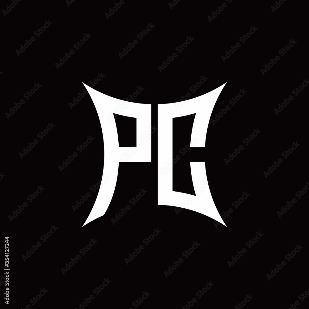PC monogram logo with sharped shape design template Stock Vector ...