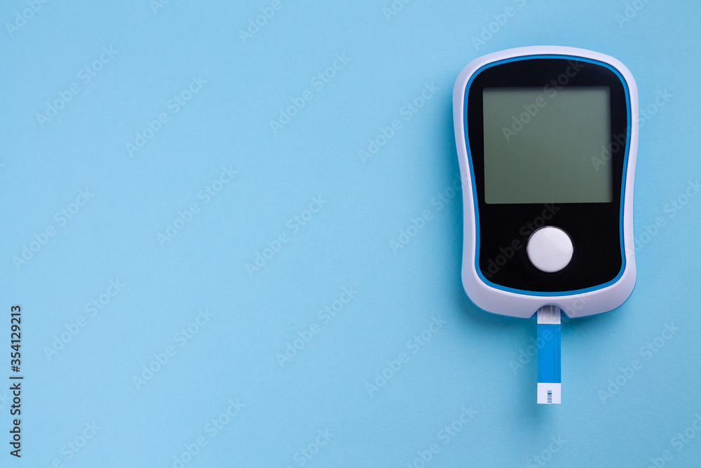 Glucometer for diagnosis Diabetes close-up. Monitoring sugar or insulin ...