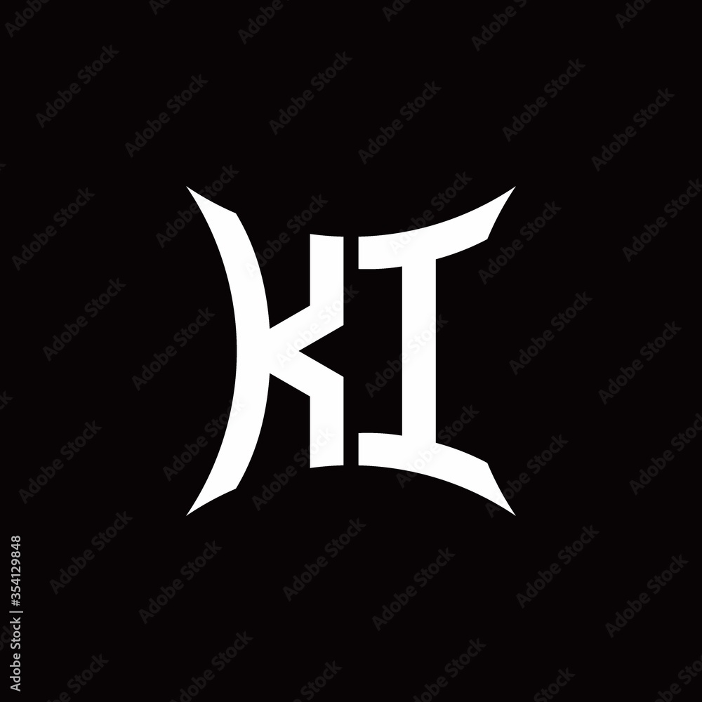 KI monogram logo with sharped shape design template Stock Vector ...