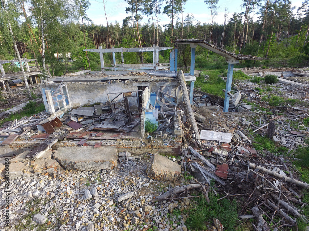 The destruction of the remnants of communism (drone image).Totally ...