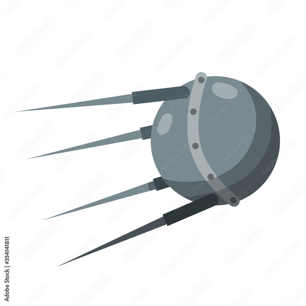 Soviet Sputnik. The first spacecraft to orbit earth. Spherical probe. Historical Russian ...