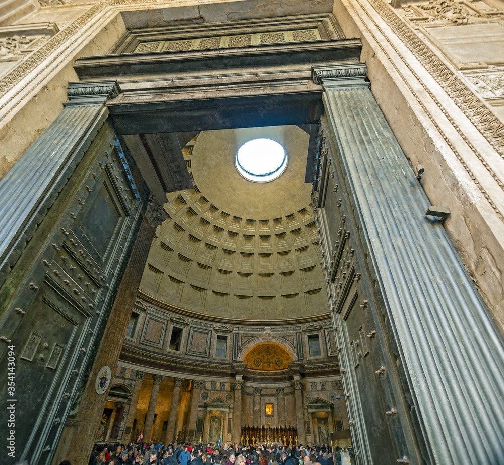 Rome, Italy - January, 6, 2020. The interior of the Pantheon. Almost ...