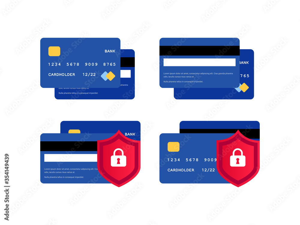 Credit card icon set. Electronic payment protection, security concept ...