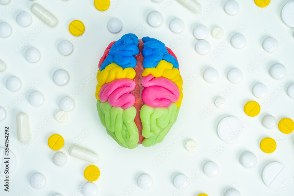 The brain is surrounded by pills. Useful neurological medications ...