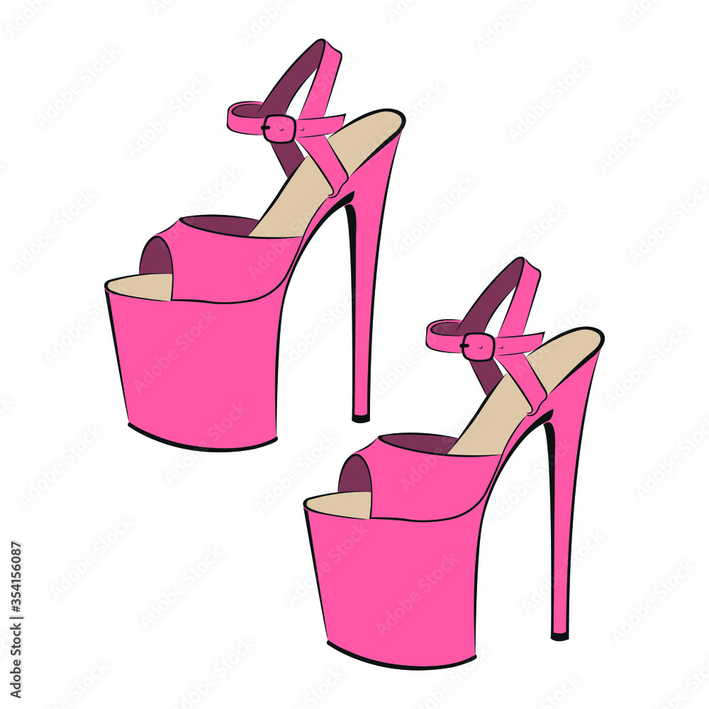 Original women's flamingo sandals in very high heels of pink color. The ...