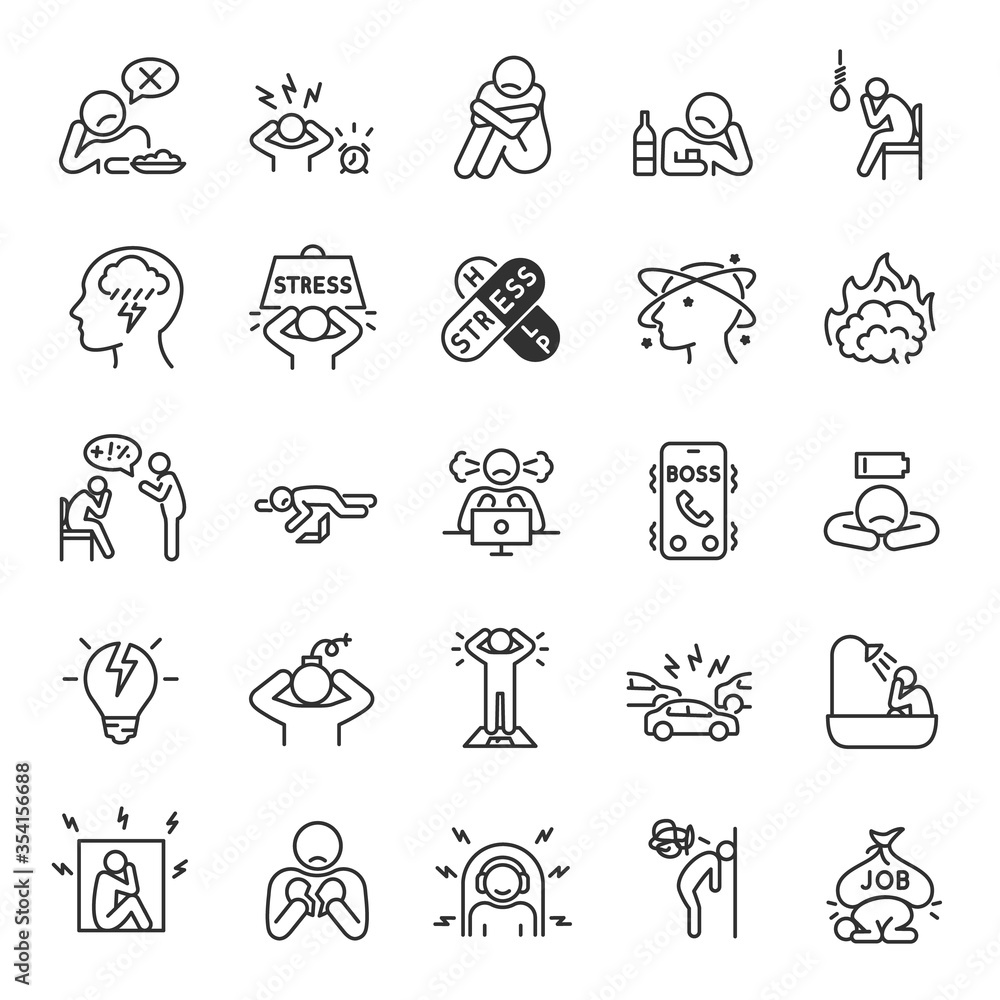 Depression, state of low mood and aversion, sadness, suicidal thoughts ...