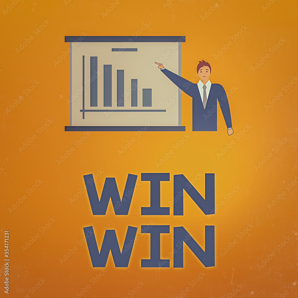 Writing note showing Win Win. Business concept for balanced situation ...