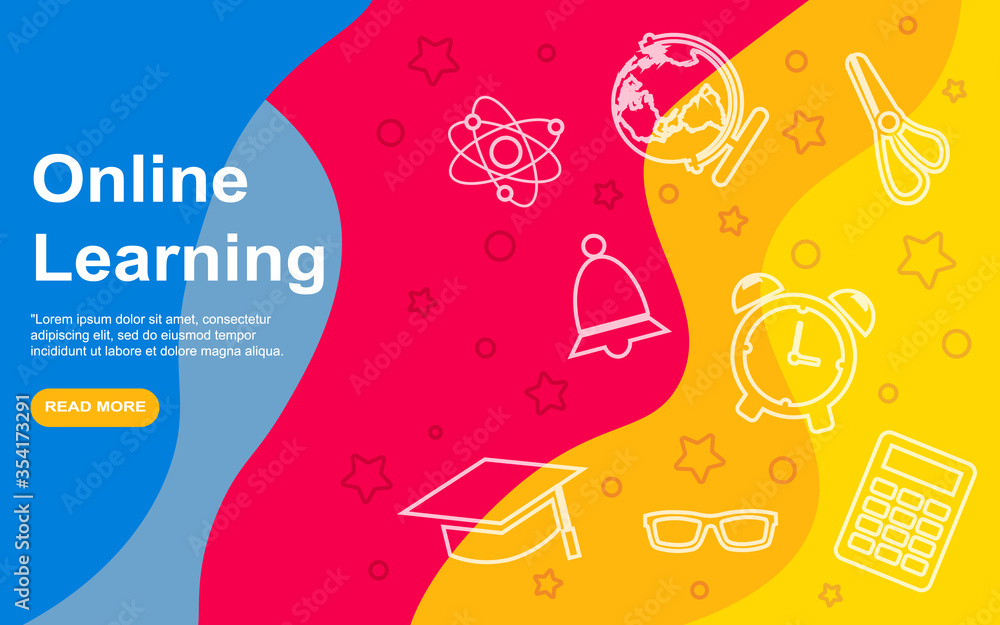 Landing page template of Online education. Modern flat design concept ...