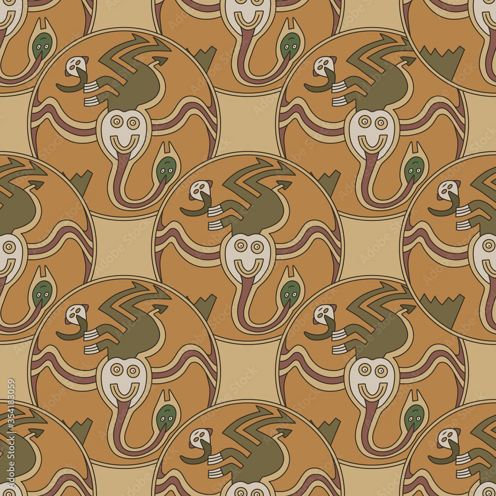 Seamless ethnic pattern with Native American motifs from ancient Peru ...