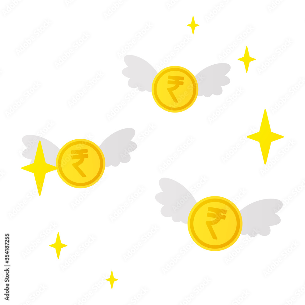 Flying Indian rupee coins Stock Vector | Adobe Stock
