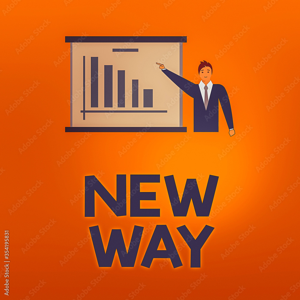 Writing note showing New Way. Business concept for Charting a different ...