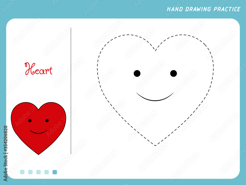 Preschool educational hand drawing app game for kids. Heart hand ...