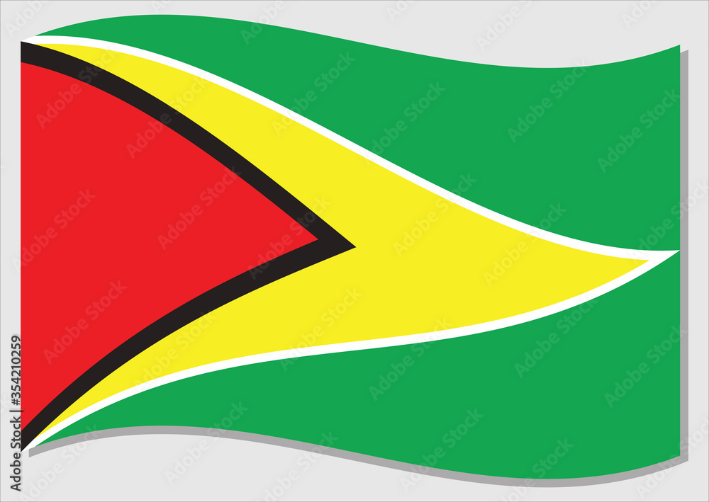 Waving flag of Guyana vector graphic. Waving Guyanese flag illustration. Guyana country flag ...