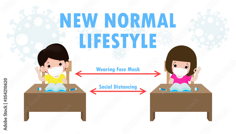 Back to school for new normal lifestyle social distancing in class room ...