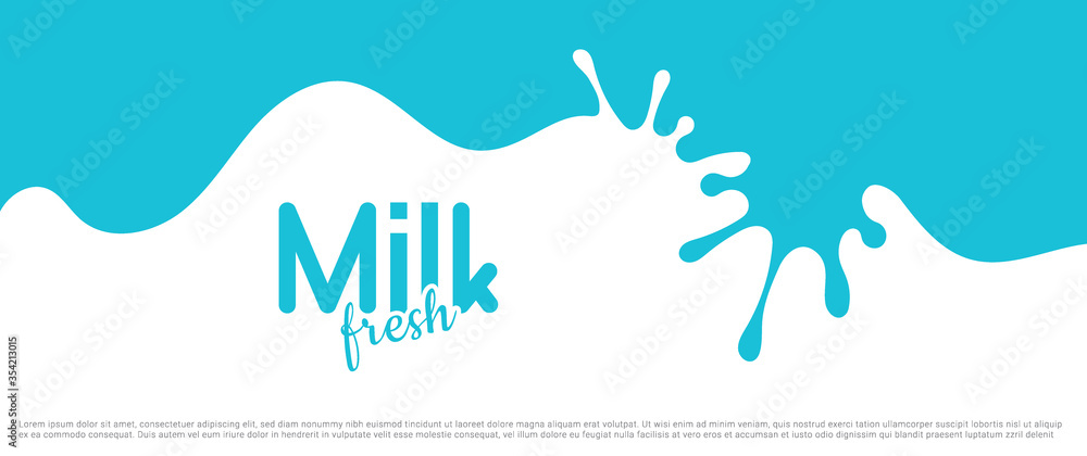 Milk minimal poster. Modern background with organic splash. Milk and ...